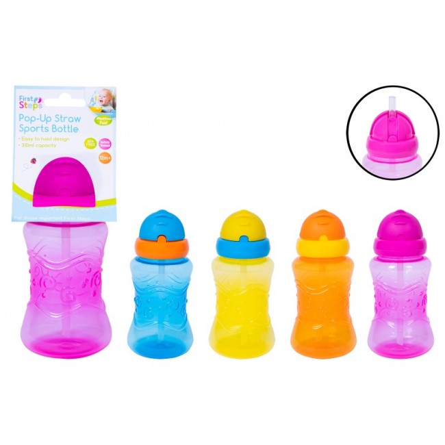 Pop Up Straw Bottle Assorted Colours - FIRST STEPS - - Kemneeds ...